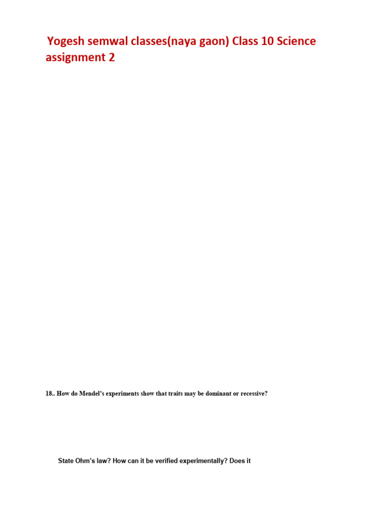 Class 10 Science Assignment 2 | PDF | Incandescent Light Bulb | Electrical Resistance And ...