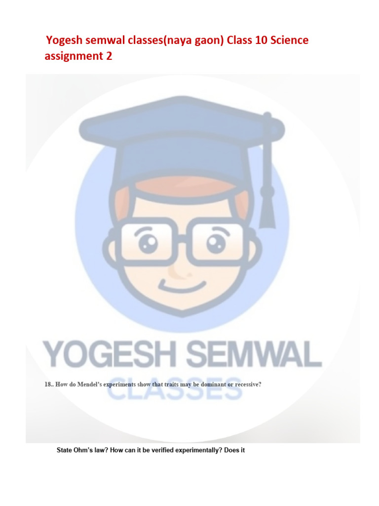 Class 10 Science Assignment 2 | PDF | Incandescent Light Bulb | Electrical Resistance And ...