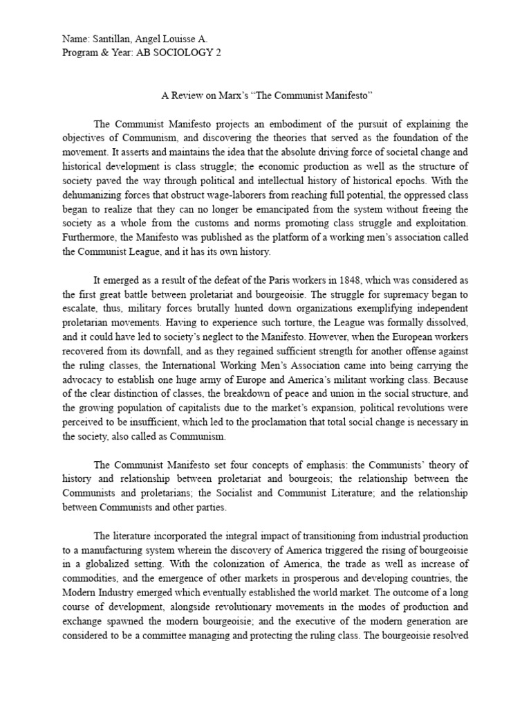 Review Readings | PDF | Communism | The Communist Manifesto