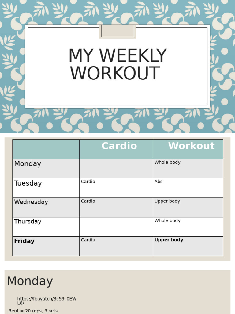 My Weekly Workout Plan | PDF