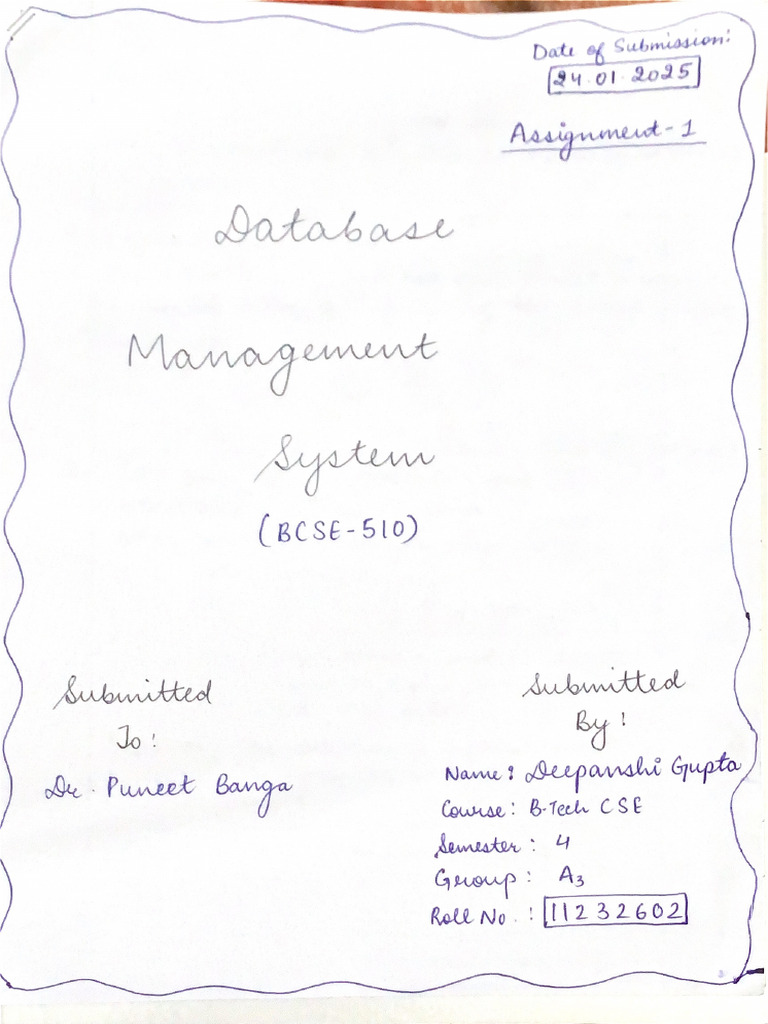 Dbms Assignment 1 | PDF