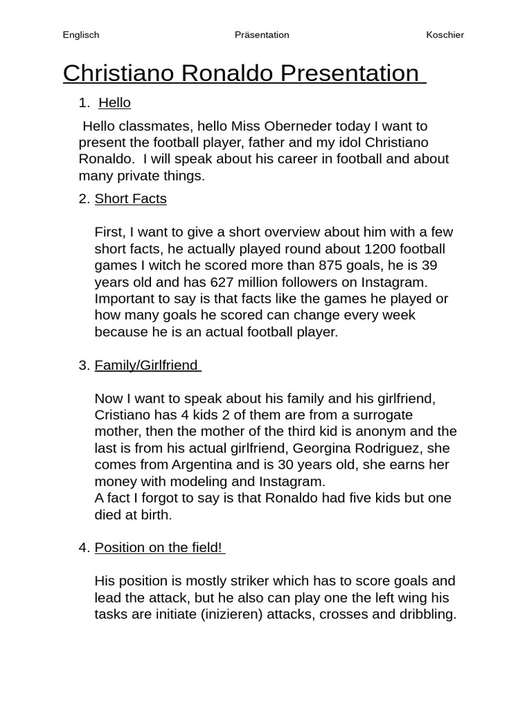 Christiano Ronaldo Presentation | PDF | Association Football | Association Football Clubs