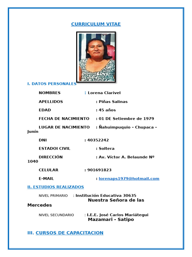 Curriculum Vitae Lorena | PDF