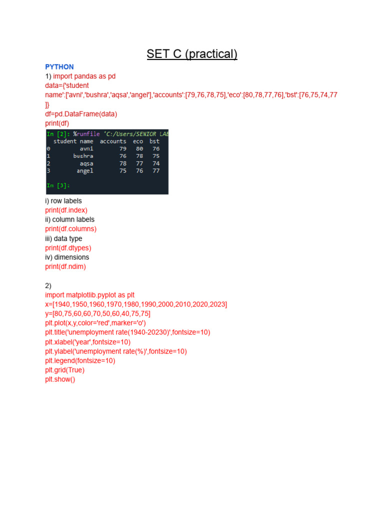 SET C (Practical) | PDF
