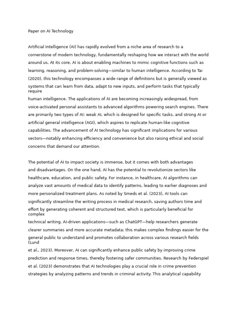 STS 1 - Paper on AI Technology | PDF | Artificial Intelligence | Intelligence (AI) & Semantics