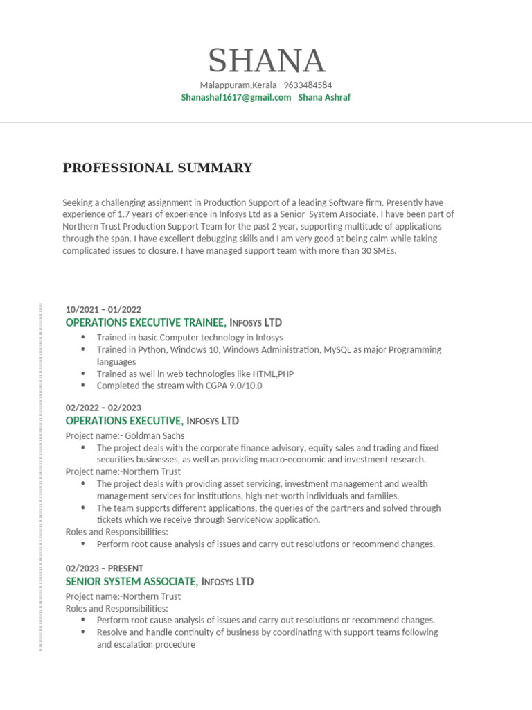 SHANA CV | PDF | Software Engineering | Computing