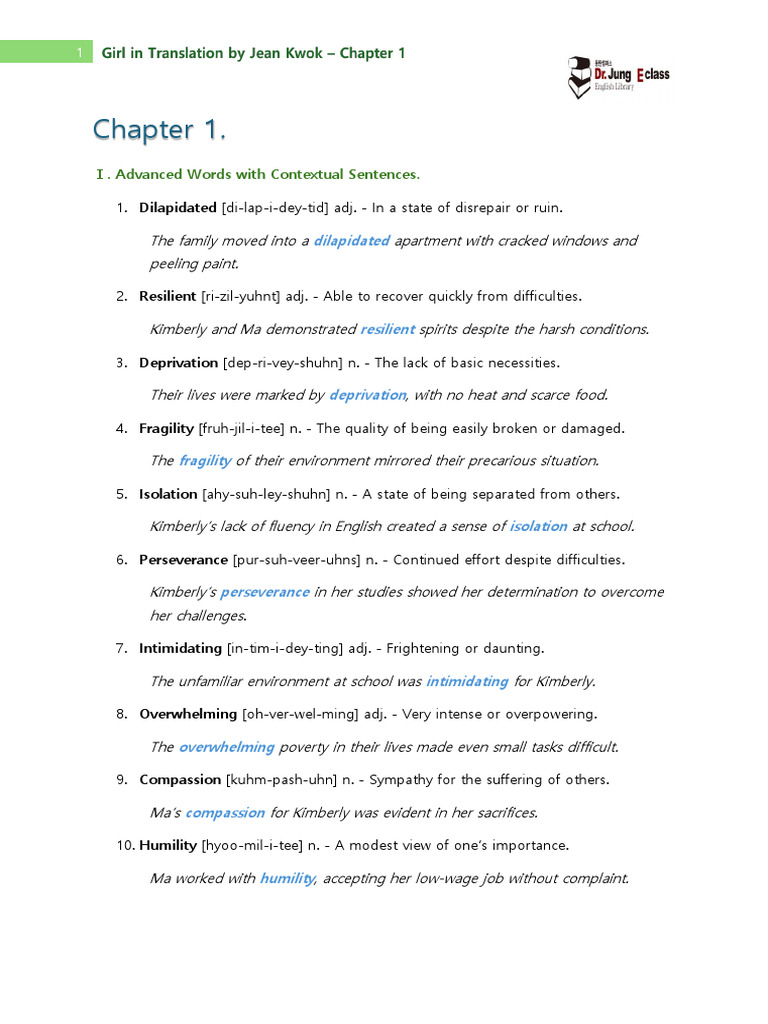 Girl in Translation Chapter 1 - Q | PDF | Psychological Resilience | Compassion