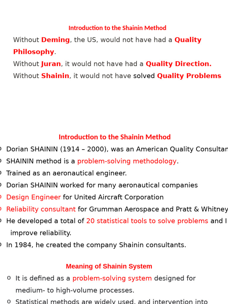 Shainin Techniques | PDF | Methodology