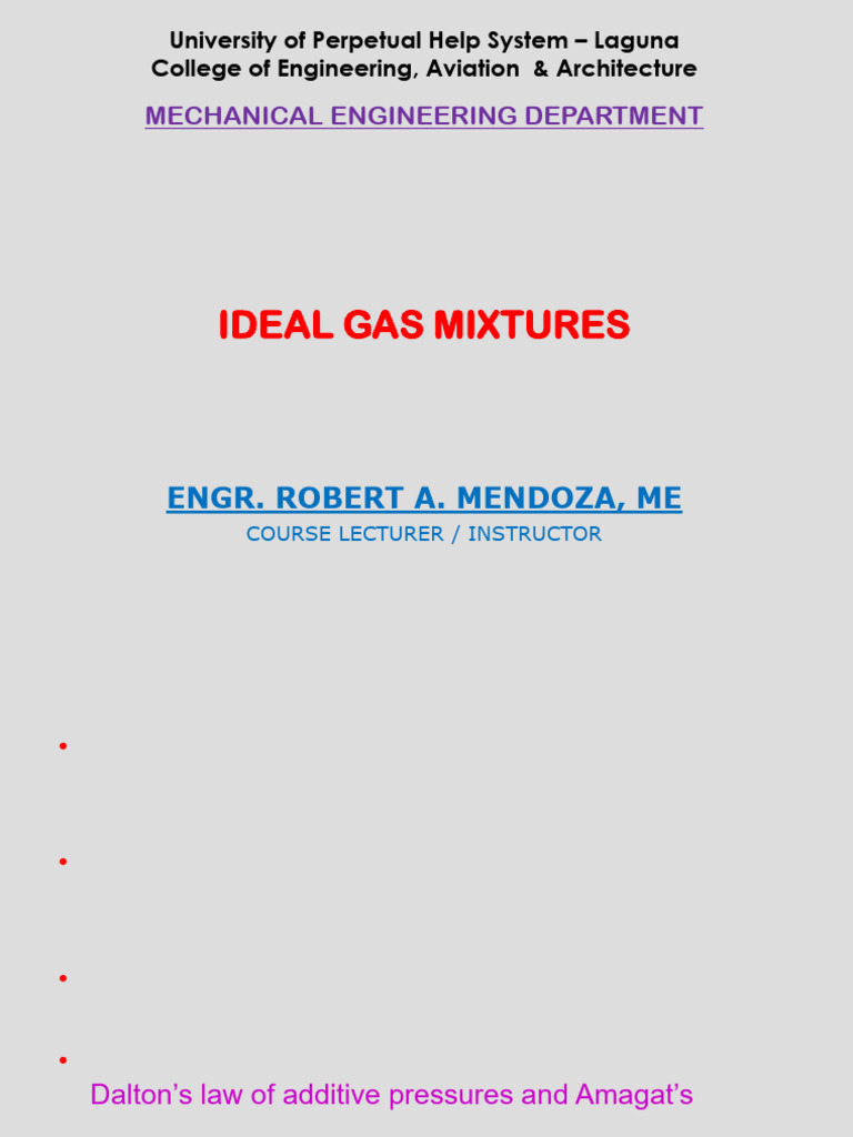 Lecture 3B Ideal Gas Mixtures | PDF | Gases | Mole (Unit)