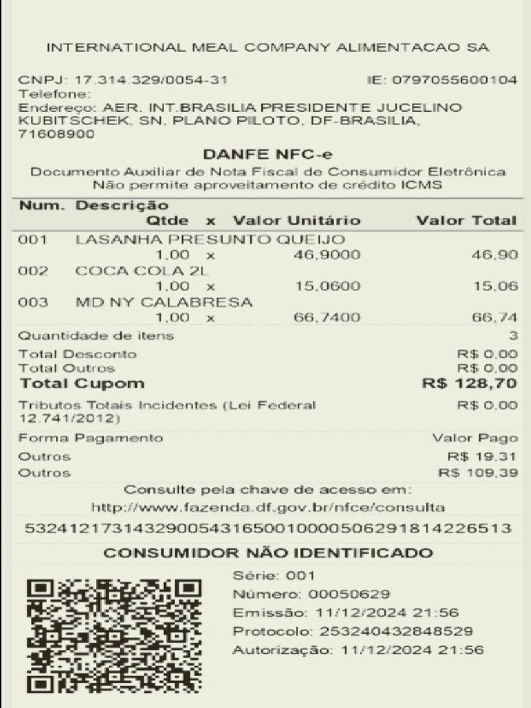 Cópia Do Cupom Fiscal Pizza Hut | PDF
