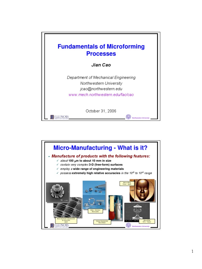 Microforming Processes Overview | PDF | Extrusion | Plasticity (Physics)