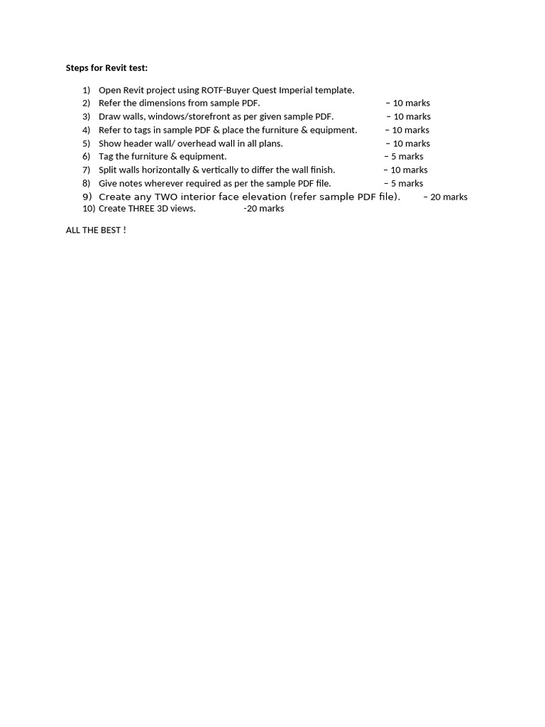 Steps for Revit Test | PDF