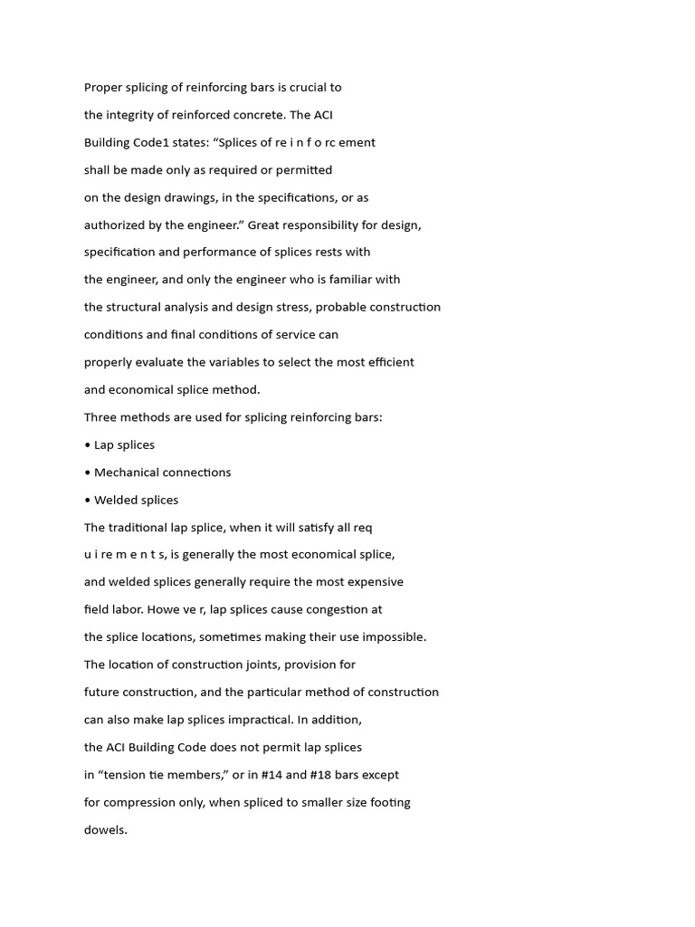 Proper Splicing of Reinforcing Bars Is Crucial To | PDF | Welding ...