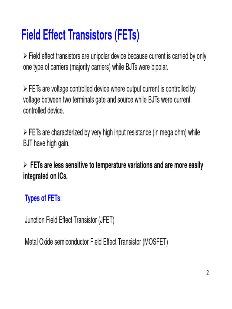 Field Effect Transistors BE | PDF