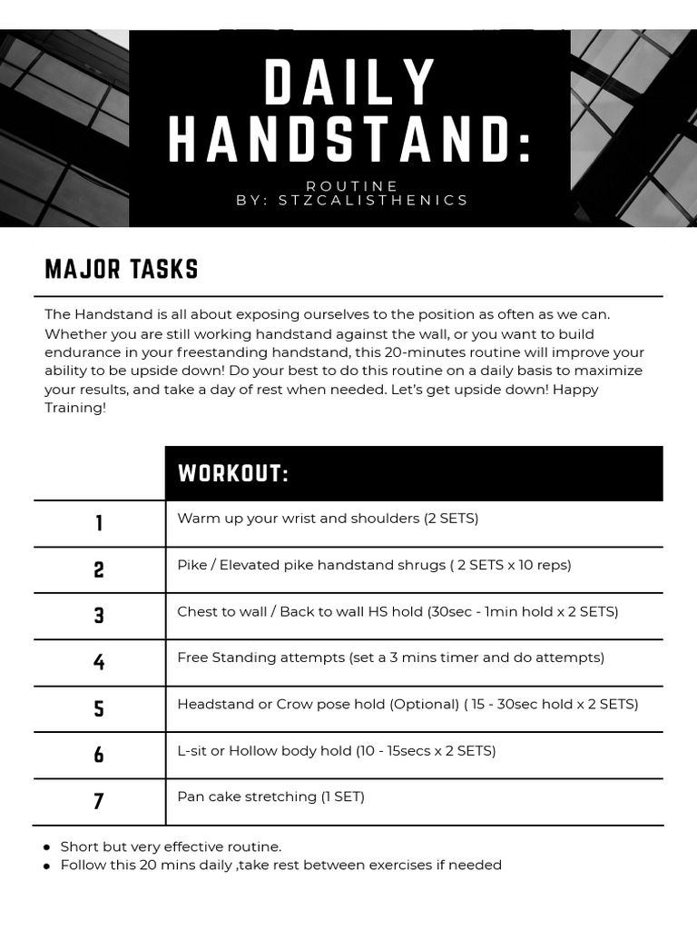 Daily Handstand Routine by STZCALI. | PDF