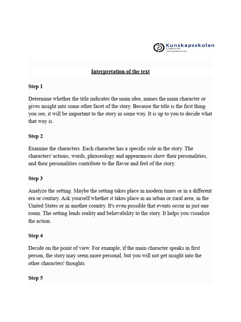 Steps for Analyzing a Story | PDF