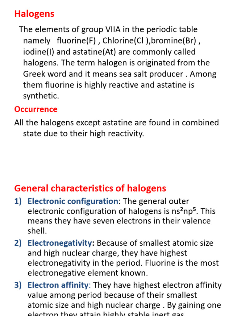 Halogens | PDF