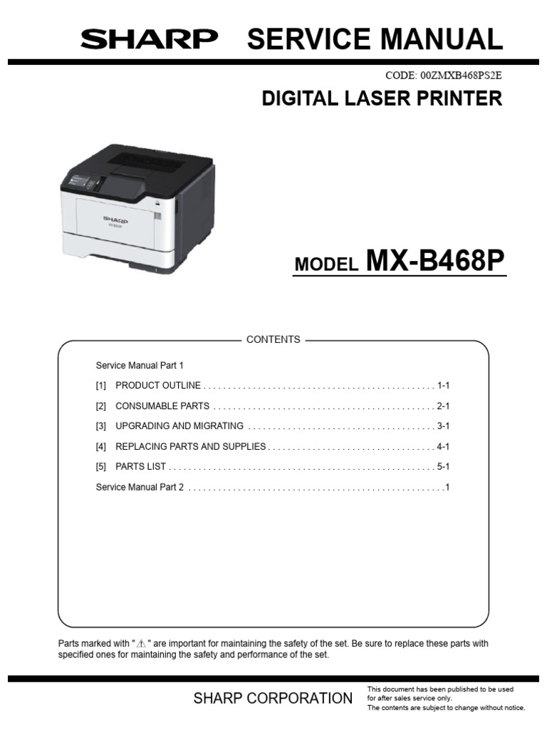 MX B468P Service Manual | PDF | Printer (Computing) | Menu (Computing)