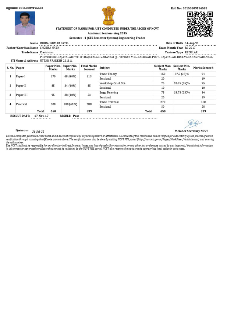 Marksheet_R150809196583_4 | PDF | Security Technology | Computer Security