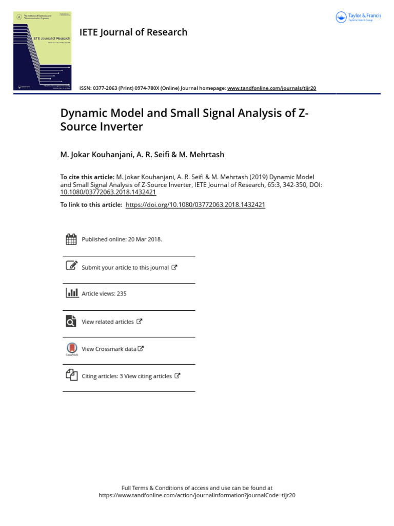 Dynamic Model and Small Signal Analysis of Z-Source Inverter | PDF | Power Electronics | Power ...