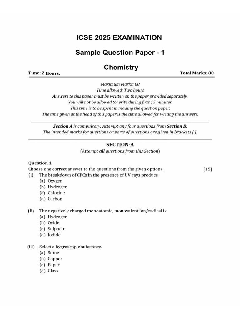 Sample Paper Chemistry | PDF