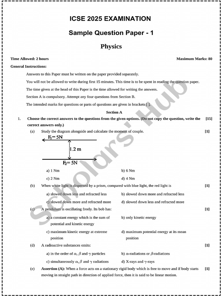 Physics Sample Paper ?? | PDF