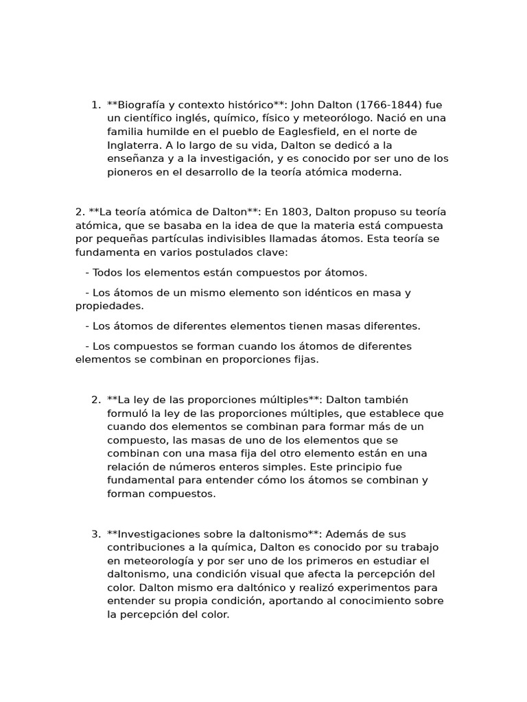 Teoría Atómica de John Dalton | PDF