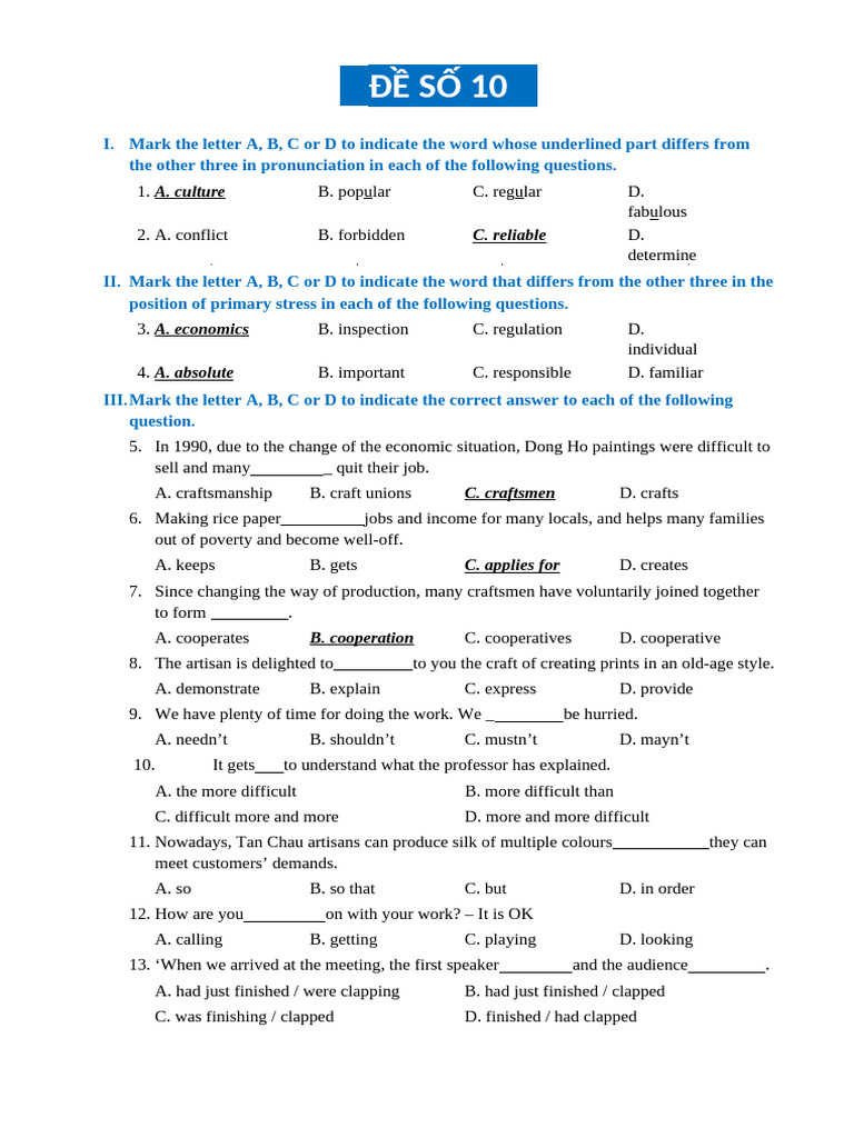 Đề Số 10 - Tiếng Anh 10 | PDF | Vietnam | World Trade Organization