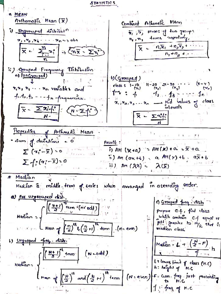 Statistics formula sheet | PDF