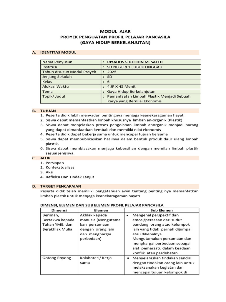 Modul Ajar p5-Ppra | PDF