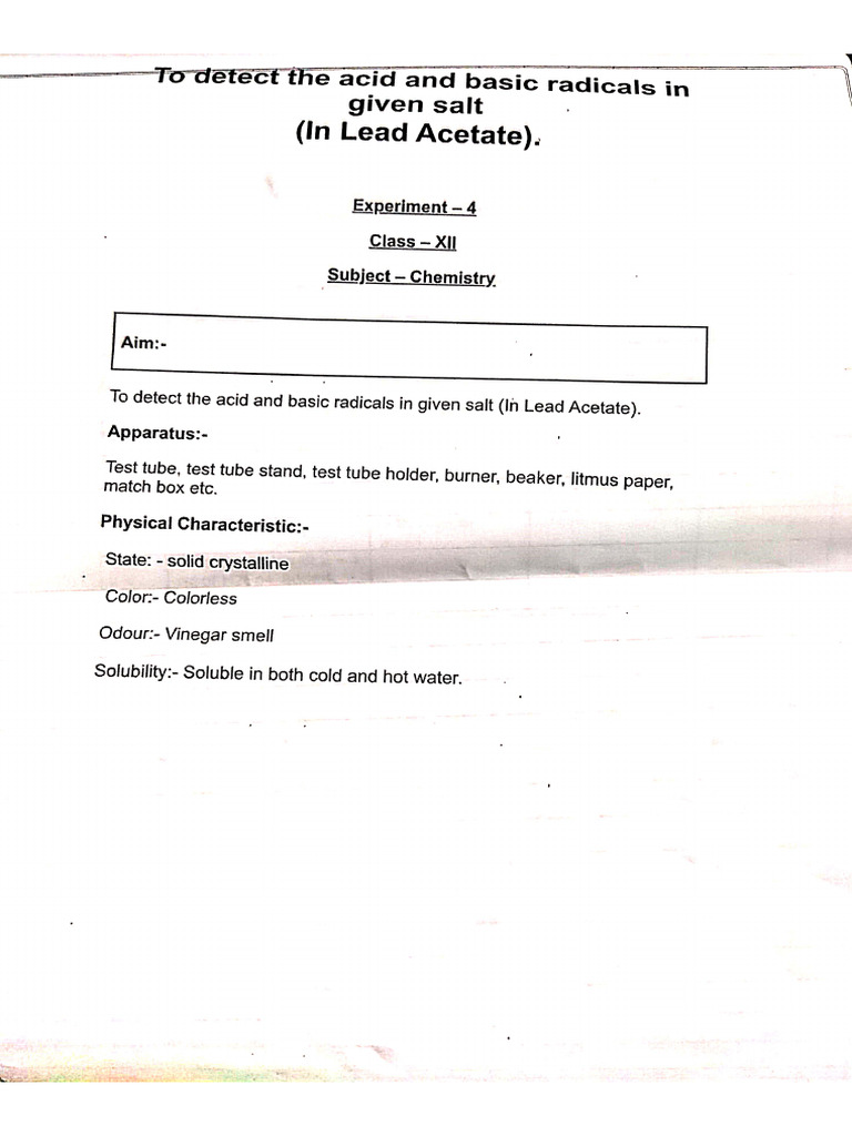 Chemistry Practical Experiment No 02 | PDF