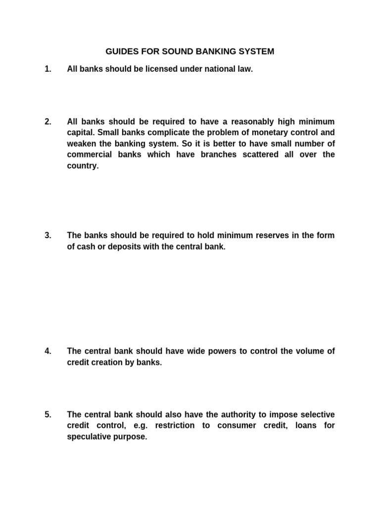 Guidelines For Sound Banking Systems | PDF