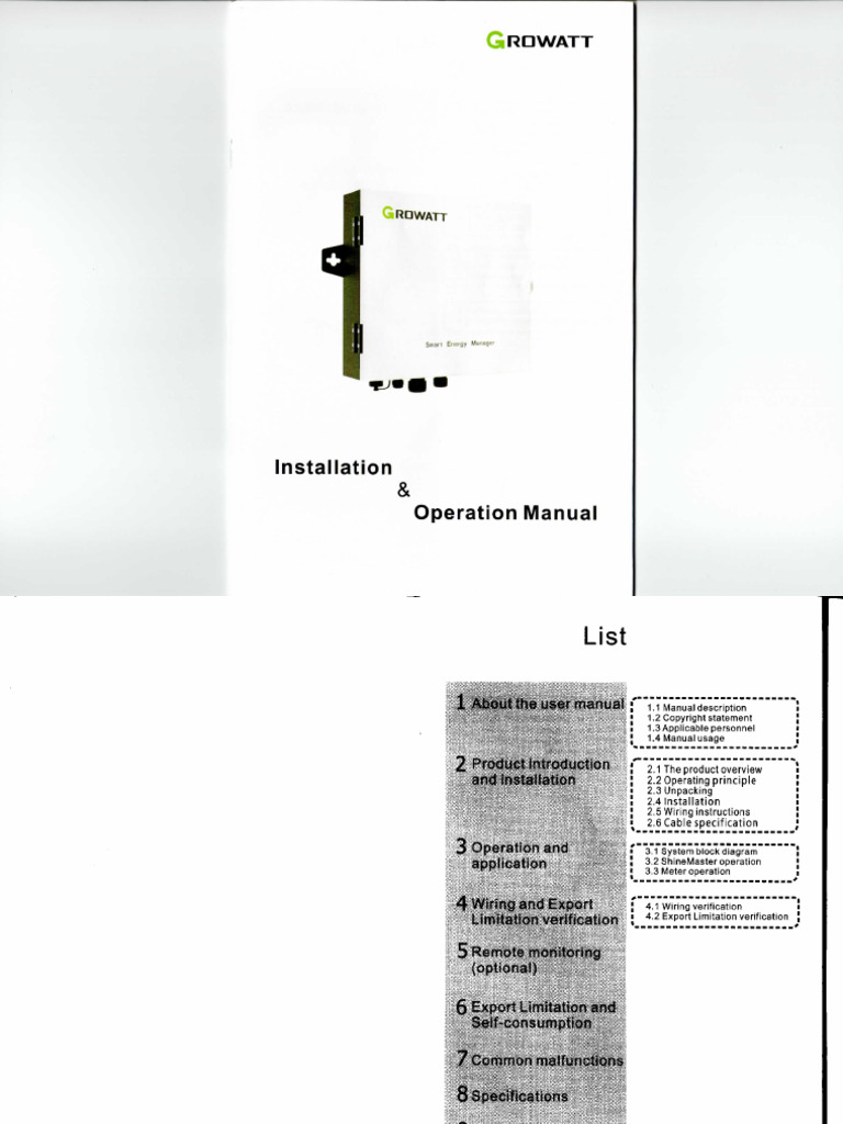 Growatt Smart Energy Manager Installation and Operational Manual | PDF