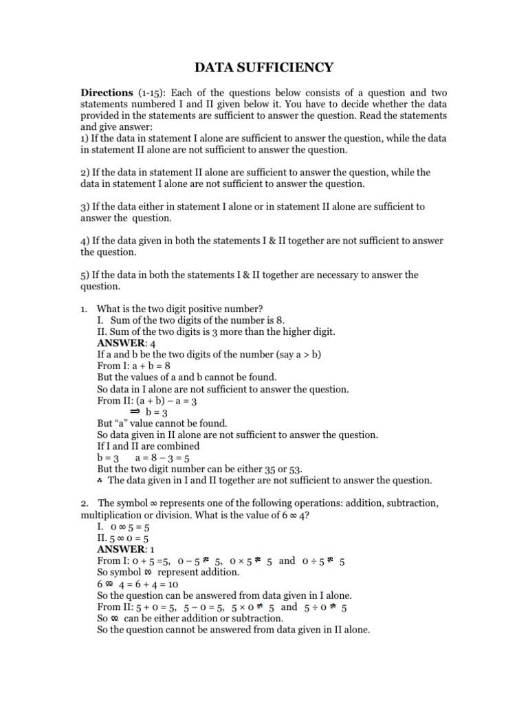 DATA SUFFICIENCY | PDF | Area | Circle