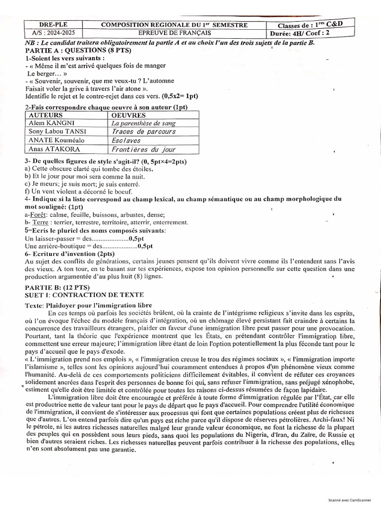 Francais 1re C-D. PLE | PDF