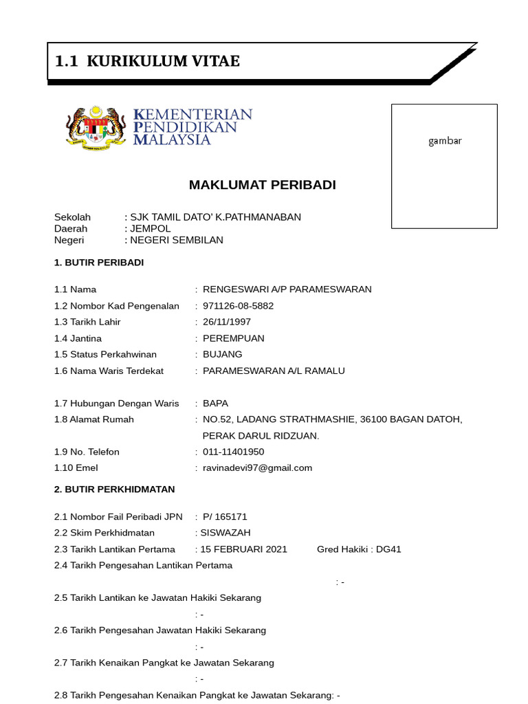 Kurikulum Vitae | PDF