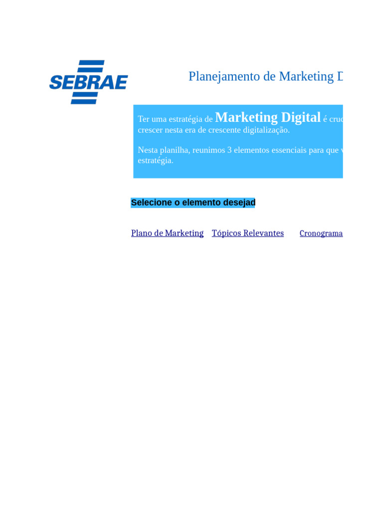 Planilha de Planejamento de Marketing Digital | PDF