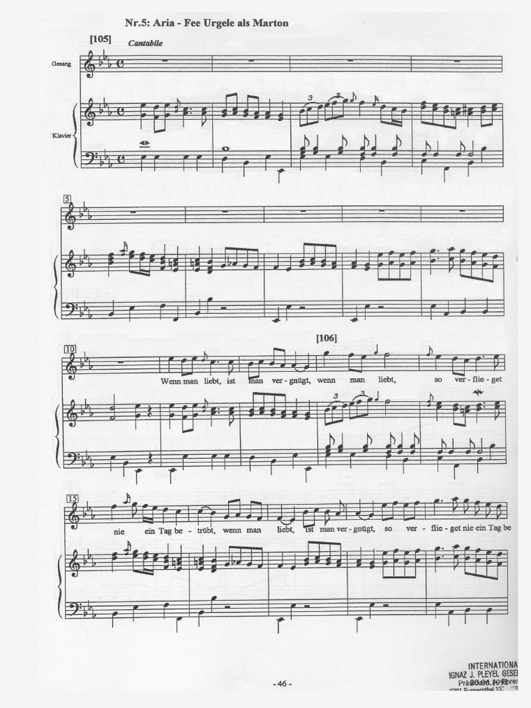 Ignaz Pleyel - Oper Die Fee Urgele - Arie 5 | PDF