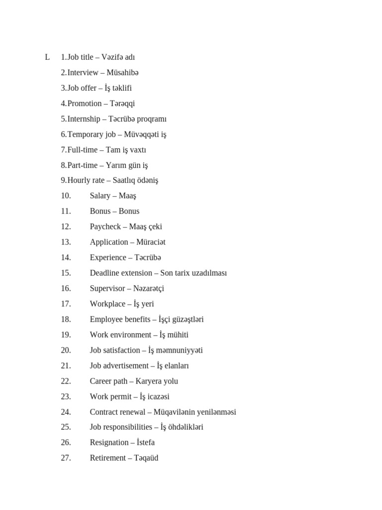 Dictionary for Job | PDF