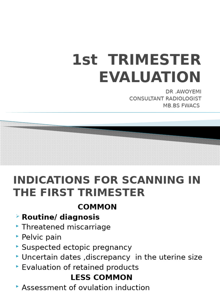 1st Trimester Evaluation Radiology | PDF | Miscarriage | Uterus