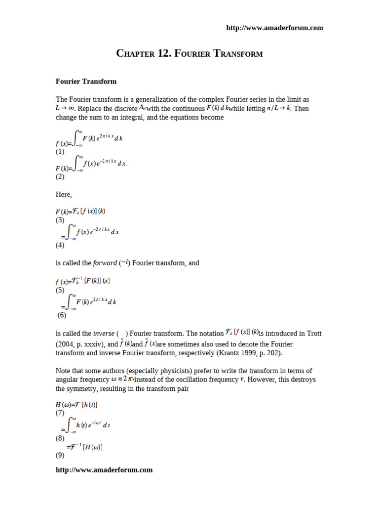 Chapter12.Fourier.Transform | PDF | Fourier Transform | Convolution