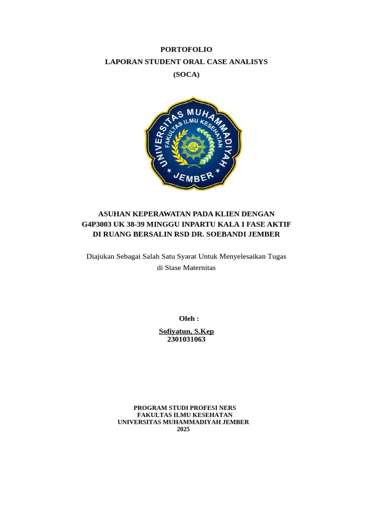 Analisis Kasus Keperawatan Persalinan G4P3003 | PDF