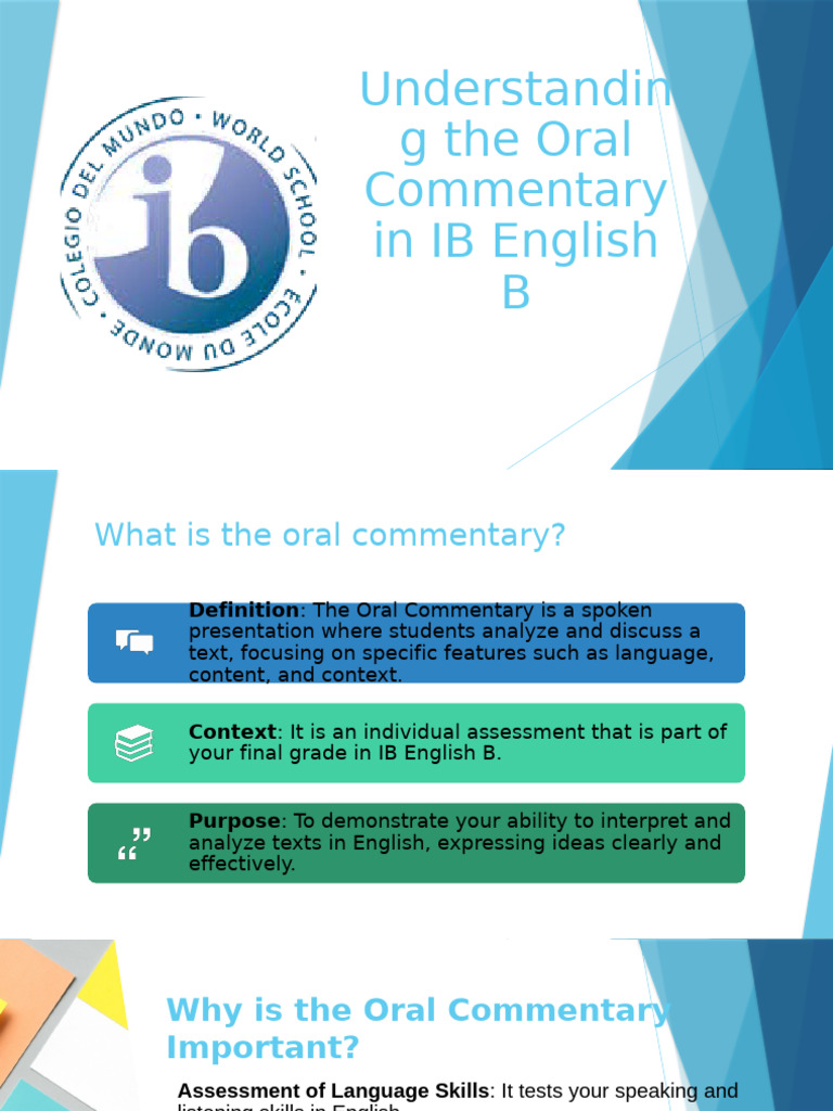 Understanding The Oral Commentary in IB English B | PDF | Communication ...