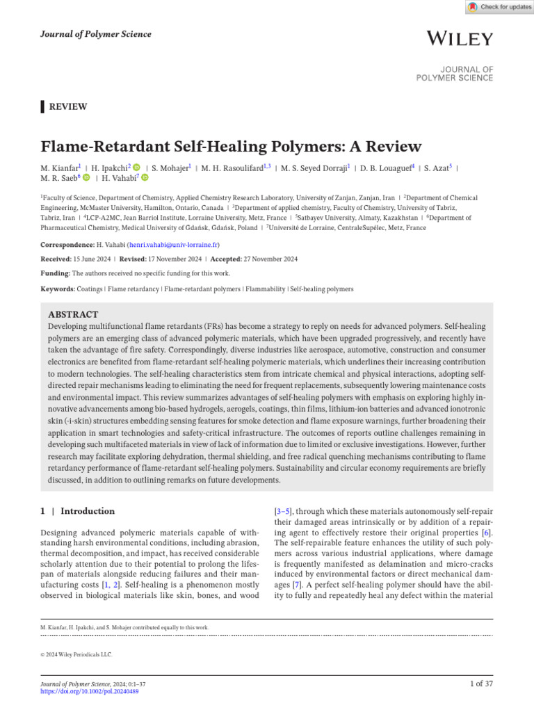 Journal of Polymer Science - 2024 - Kianfar - Flame Retardant Self ...