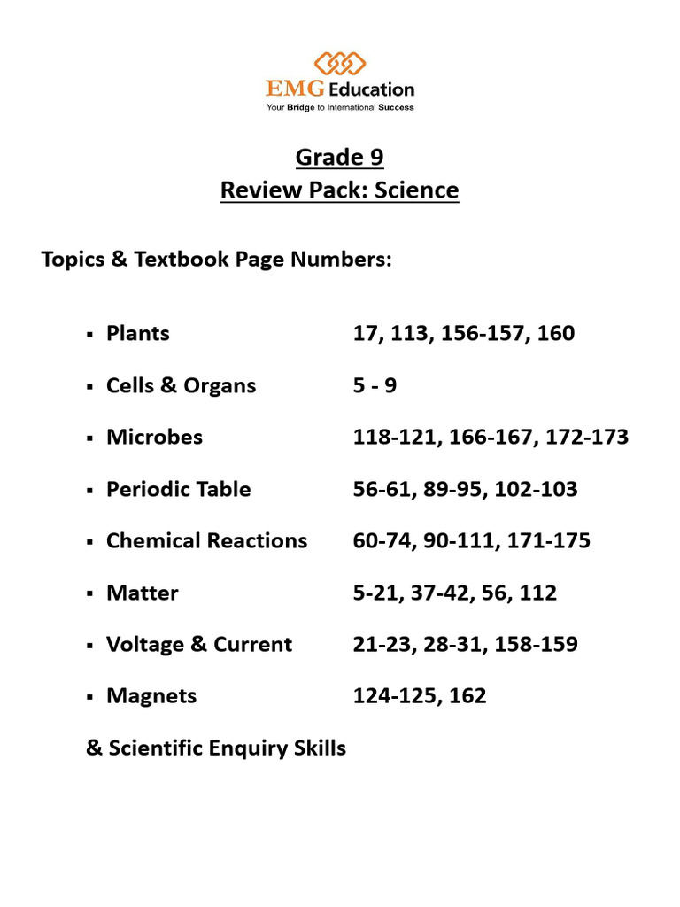 Science Review Pack (1) | PDF | Chemical Reactions | Plants