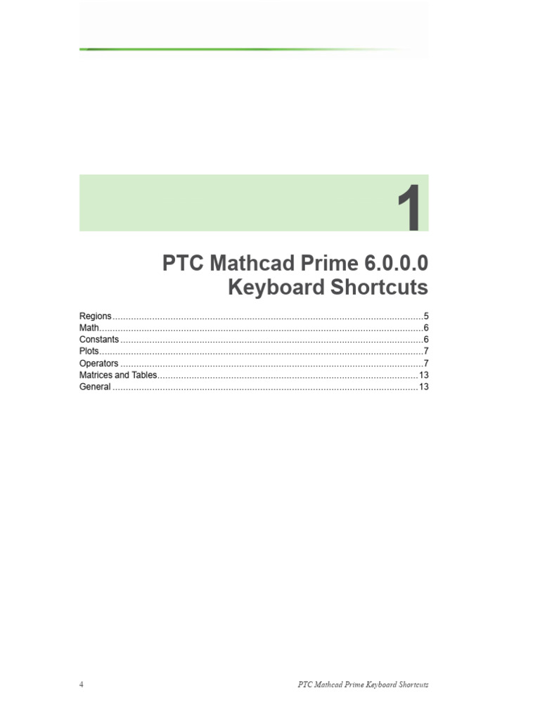 Mathcad Prime 6 Keyboard Shortcuts | PDF