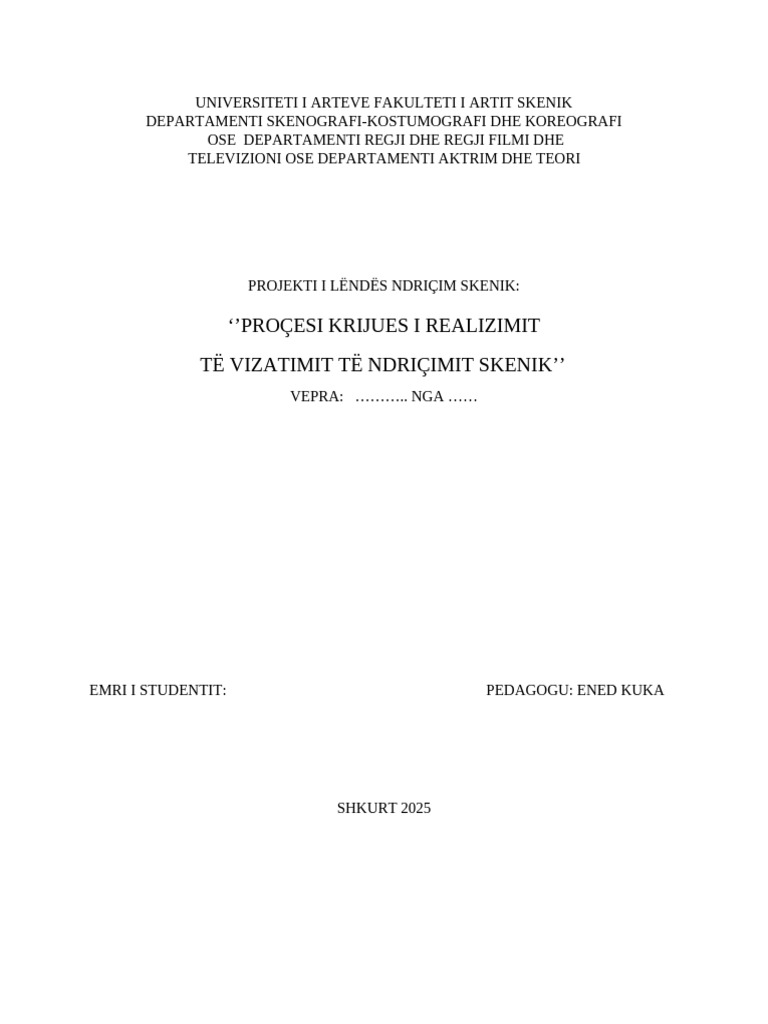Projekti Ndriçimi Skenik 1 | PDF