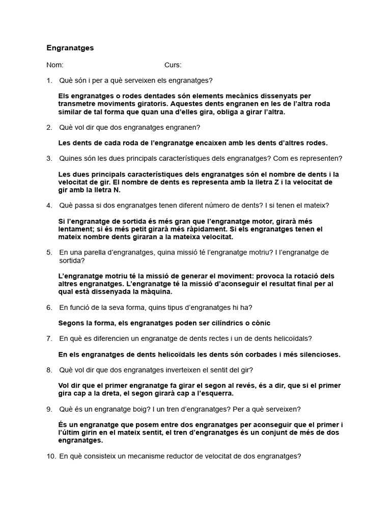 Engranatges 1 | PDF