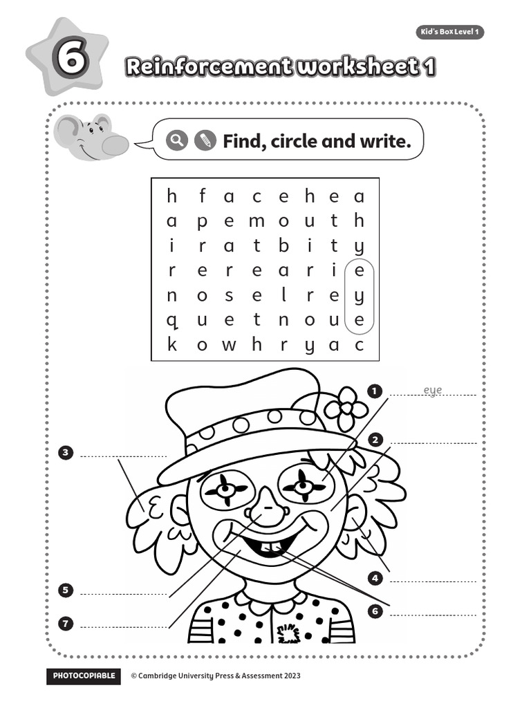 KidsBox Level1 Unit6 Reinforcement Worksheet 1 | PDF