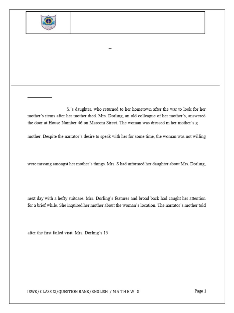 9940615-The Address - Question Bank | PDF